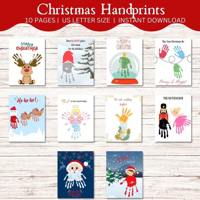 Christmas Handprint Craft Printable Bundle Christmas - Etsy