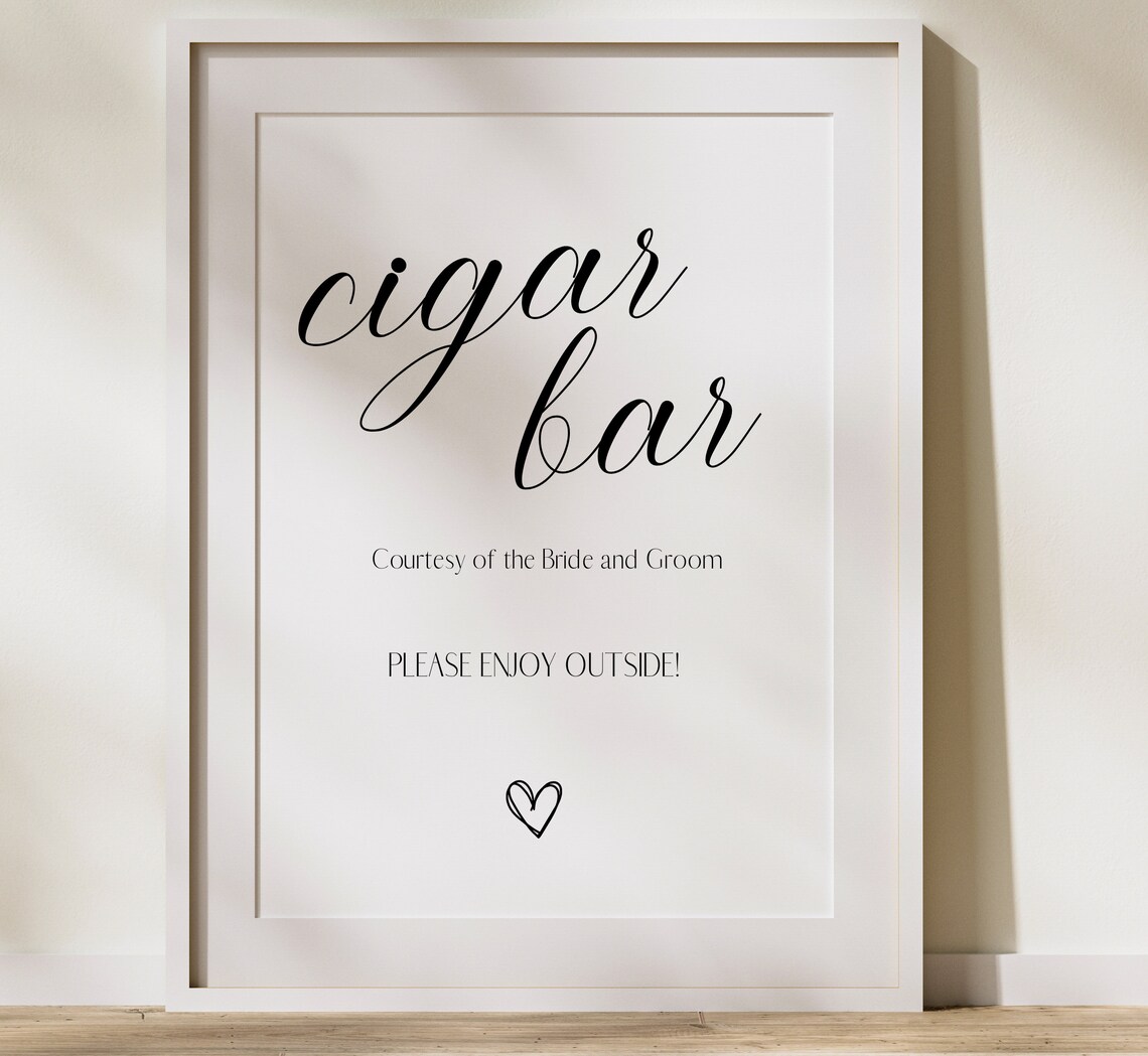 Printable Wedding Cigar Bar Sign | Modern Wedding Signs Template ...