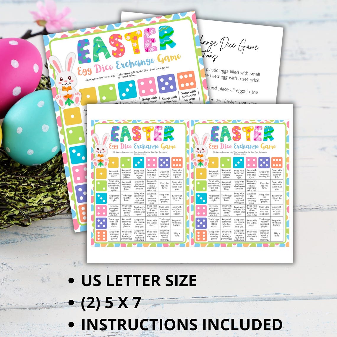 Dice Easter Egg Exchange Game, Easter Dice Game, Kids Adults Family ...