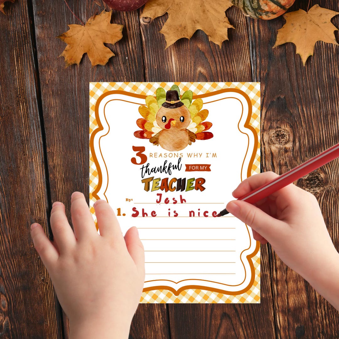 Teacher Thanksgiving Gift, Teacher Thankful Card, Daycare School ...