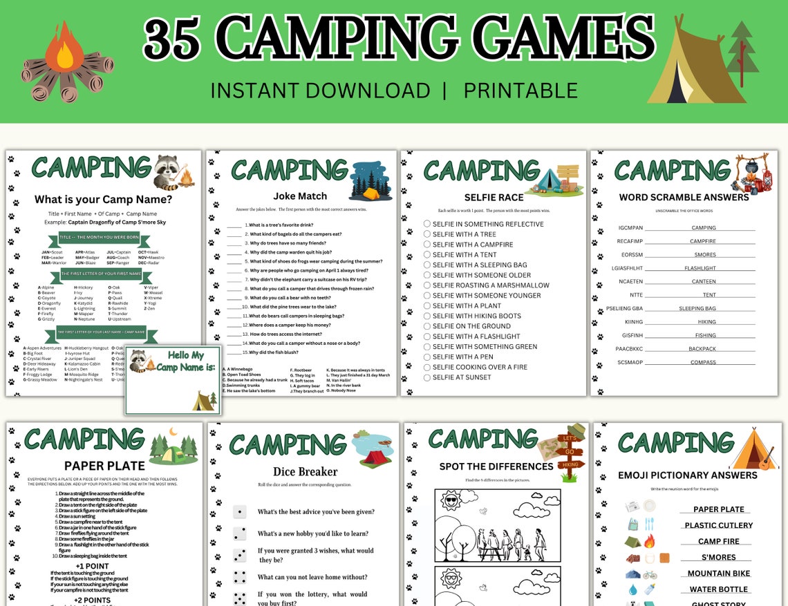 Camping Games Bundle for Kids & Adults Camping Activities - Etsy