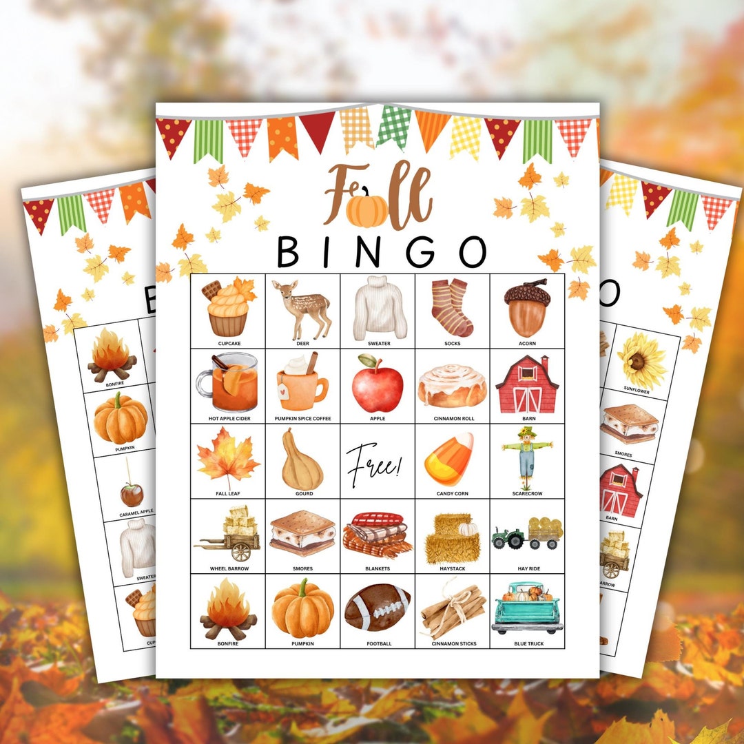 30 Fall Bingo Game, Autumn Bingo Game Activity, Fall Games, Autumn ...
