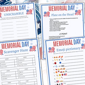 Memorial Day Game Bundle, Printable Family Games, Patriotic Party Games ...