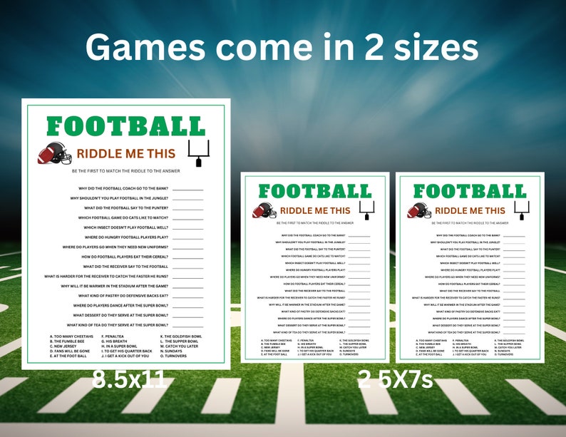 Football Game, Riddle Me This, Football Party Game, Football Birthday ...
