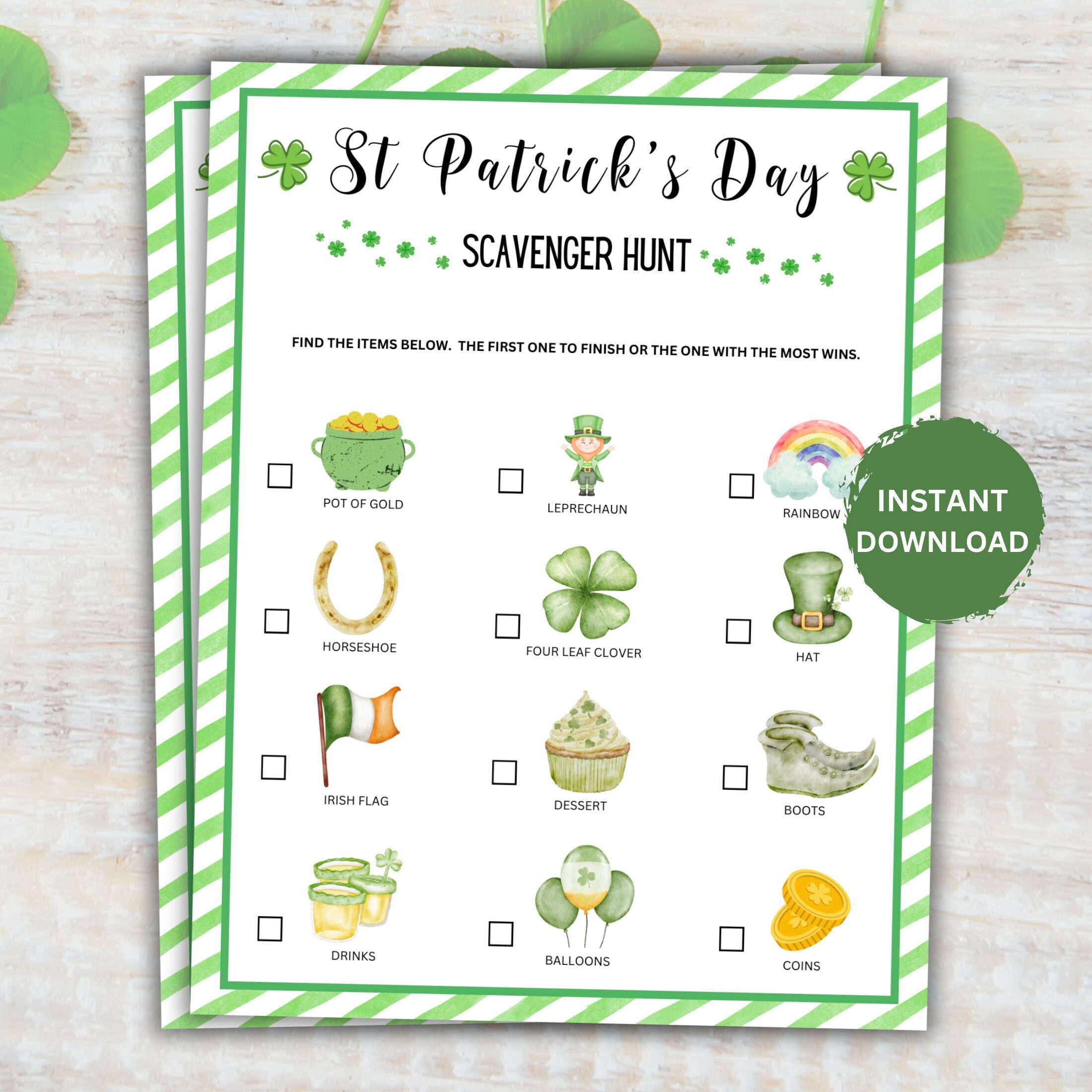Printable St Patrick's Day Scavenger Hunt Game, St Paddy's Day Game ...