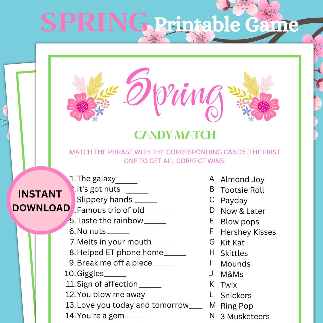 Printable SPRING Game, Spring Party Game and Activity, Kids Party Games ...
