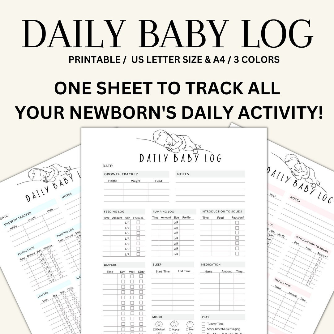 Daily Baby Log, Daily Newborn Tracker, Newborn Nanny Log, Day Care ...