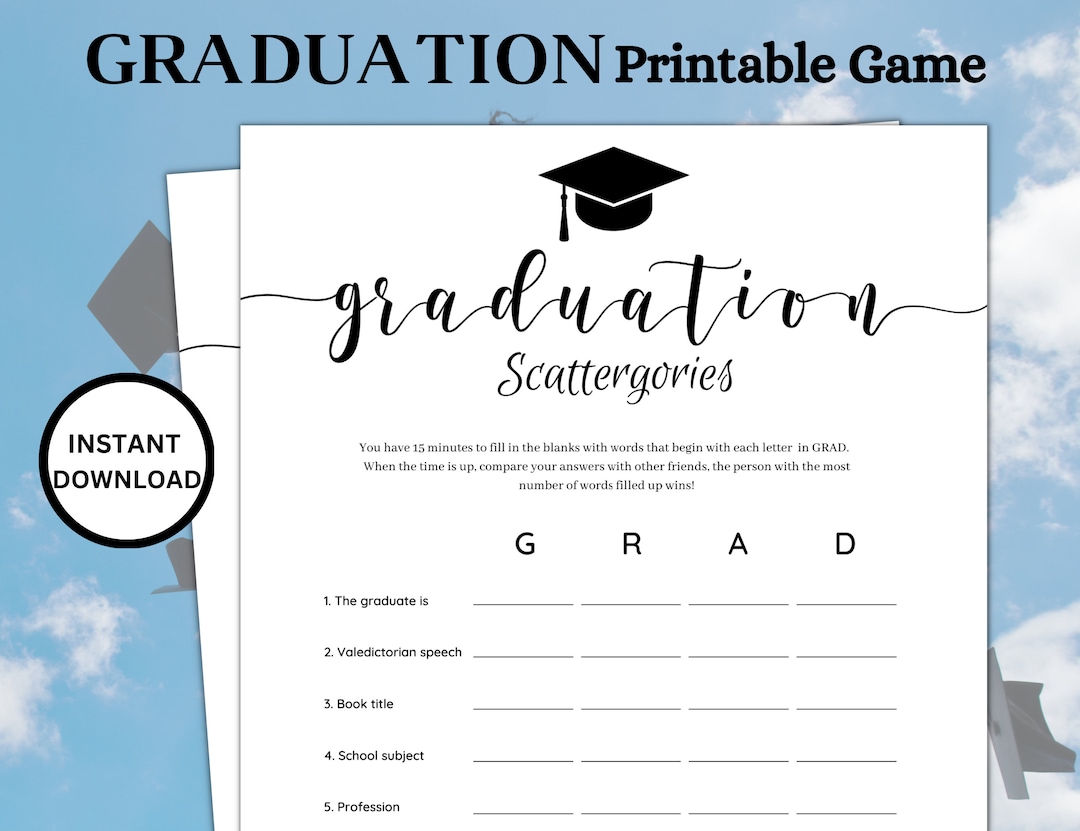 Printable Graduation Games, Scattergories 2025 Graduation Games ...