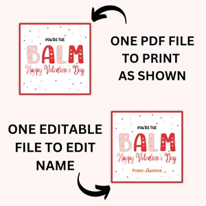 Lip Balm Valentines Tag, You're the Balm Tags, Tweens Teens Teachers ...
