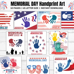 Memorial Day Handprint Activity, Memorial Day Printable, Happy Memorial ...