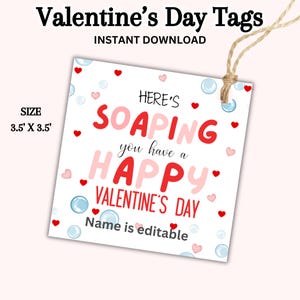 Soapin' Valentines Gift Tag, Printable Valentine Tag, Soapin You Have a ...