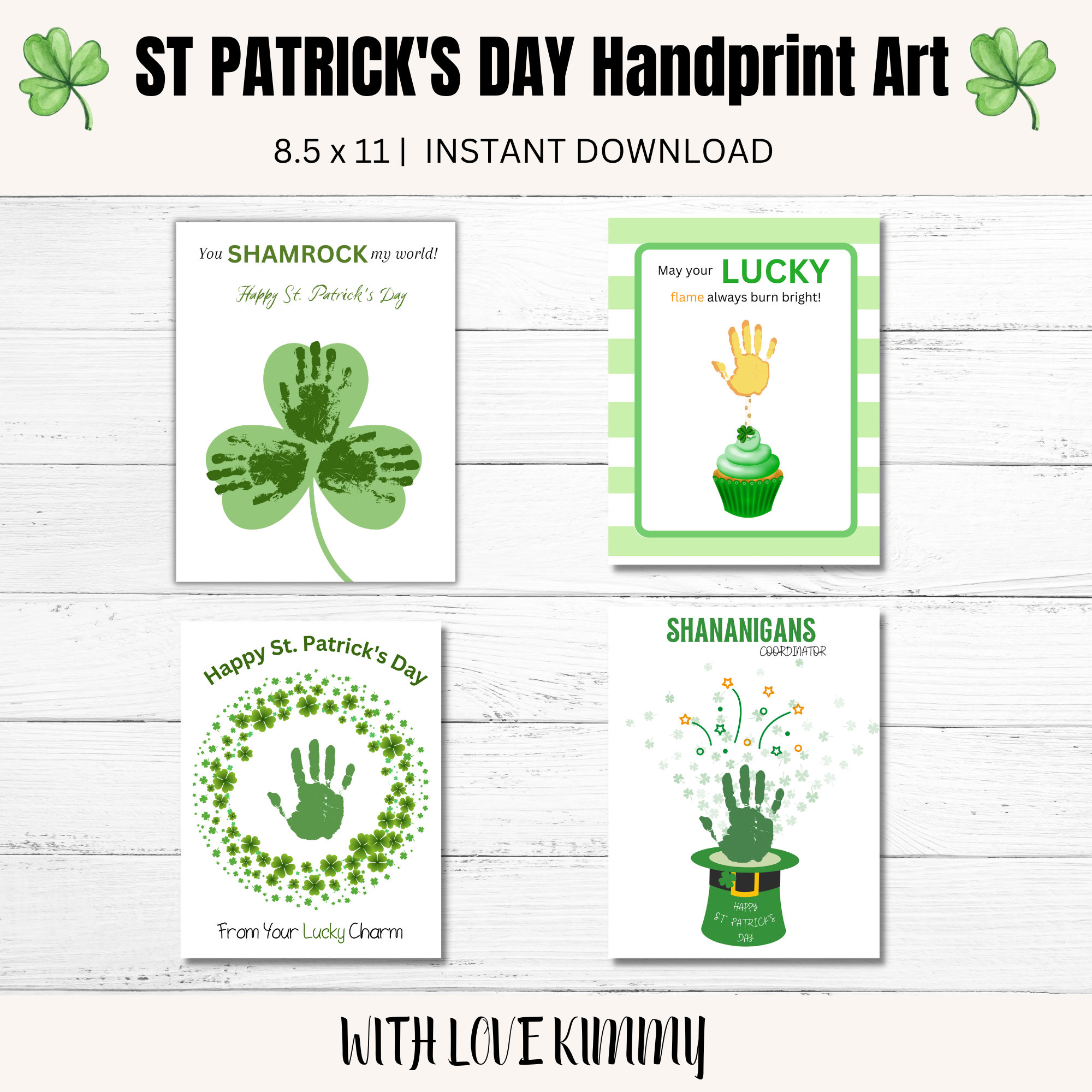 St Patricks' Day Handprint Footprint Craft Printable Bundle, Preschool ...