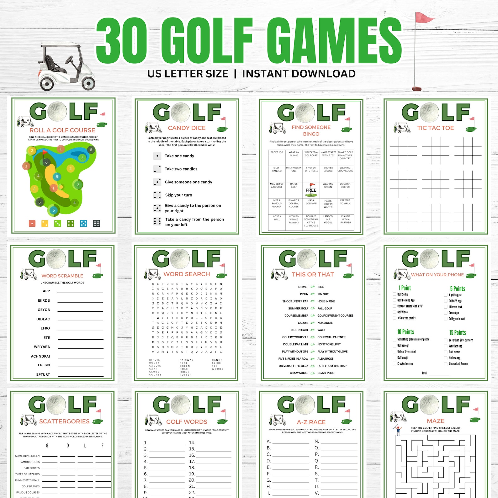 Golf Games Bundle, Golf Party Games, Printable Sports Games (PDF) - Etsy