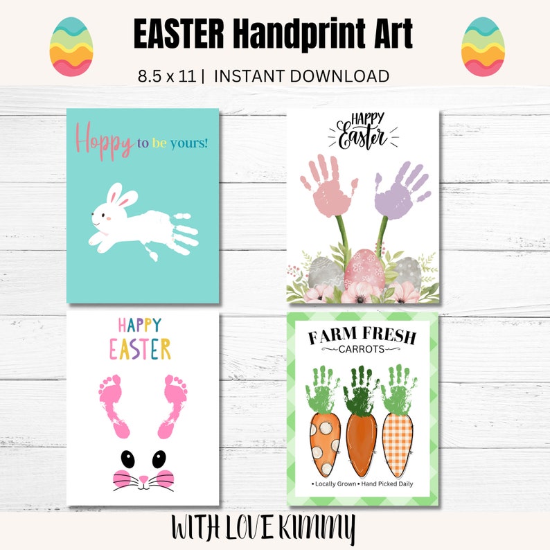 Easter Handprint Footprint Craft Printable Bundle, Preschool Craft ...