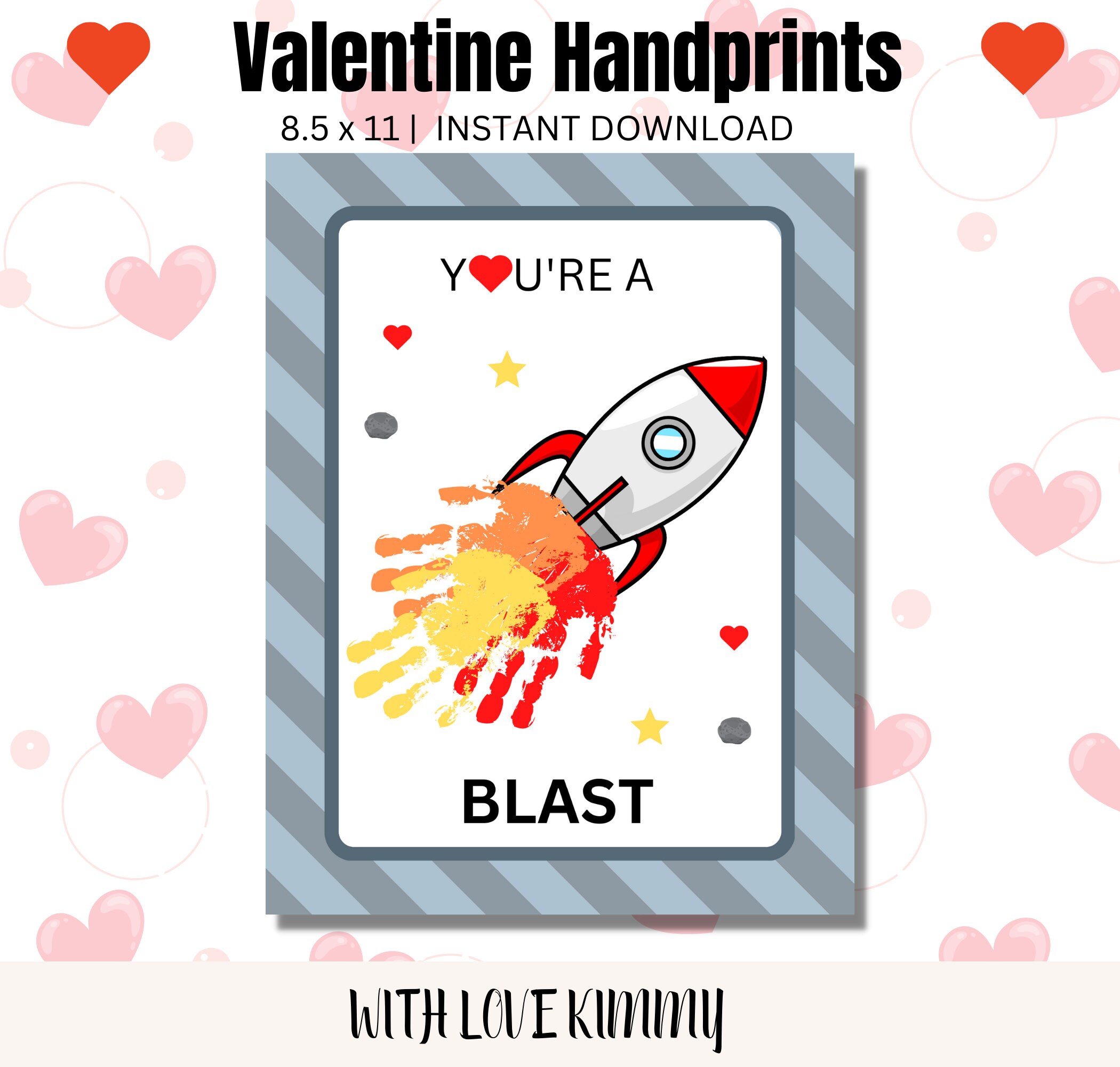 Valentine Handprint Craft ART Printable, Valentine Preschool Art ...