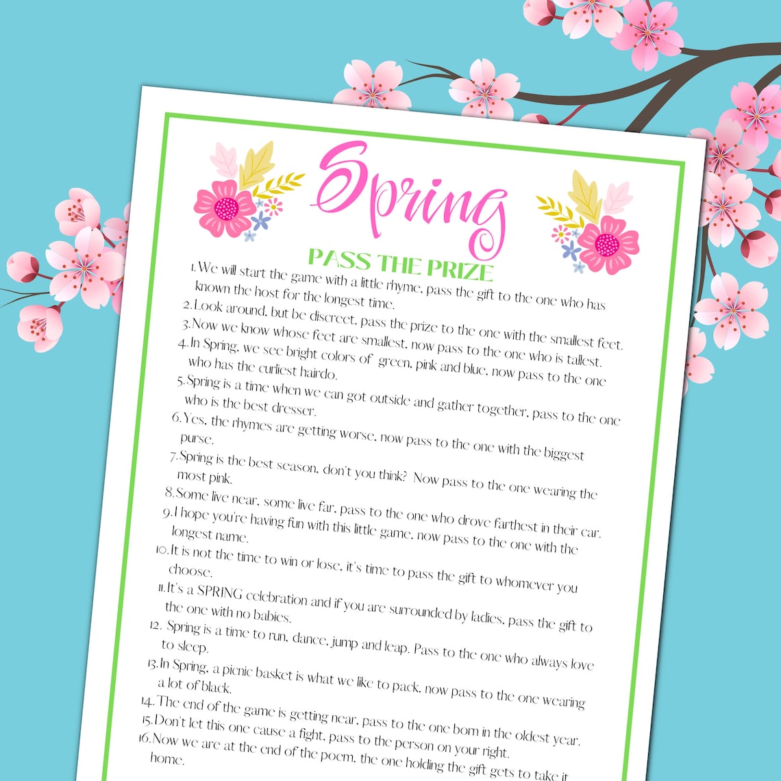 Printable SPRING Game, Spring Party Game and Activity, Kids Party Games ...