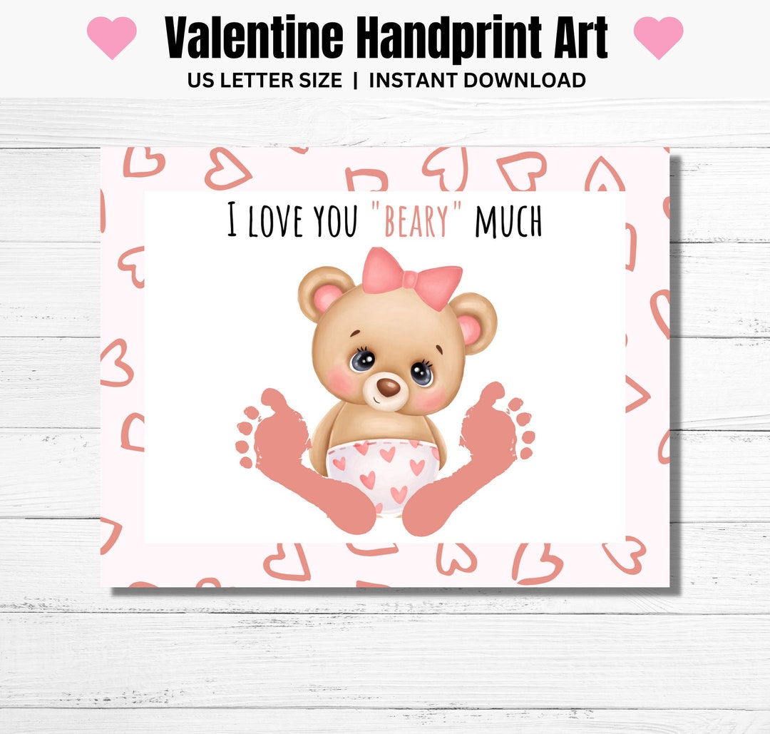 Valentine Handprint Craft ART Printable, Valentine Preschool Art ...
