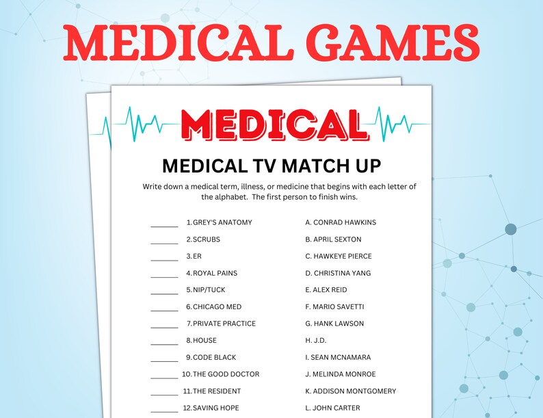 Medical Game Printable Nursing Games Doctor Games Radiology - Etsy