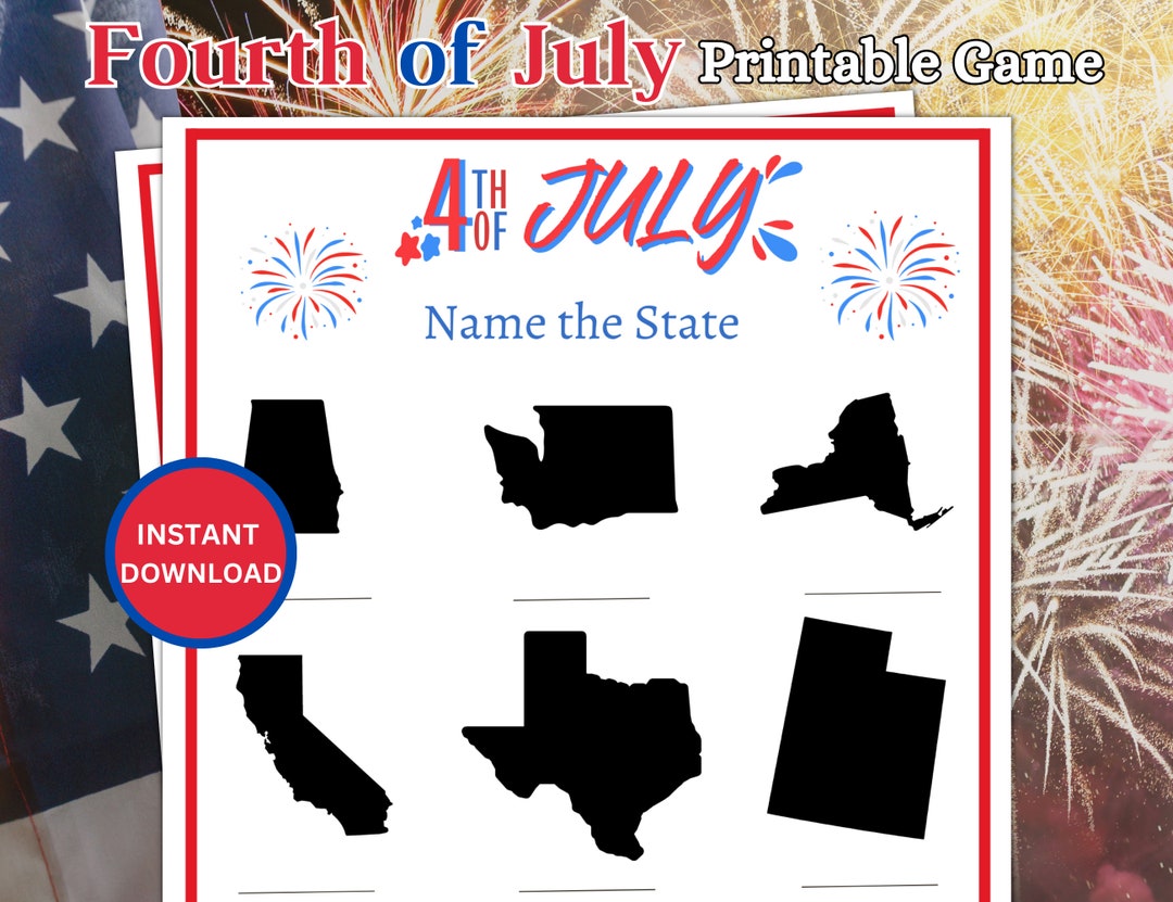 Fourth of July Name the State Game, Printable Family Games, Patriotic ...