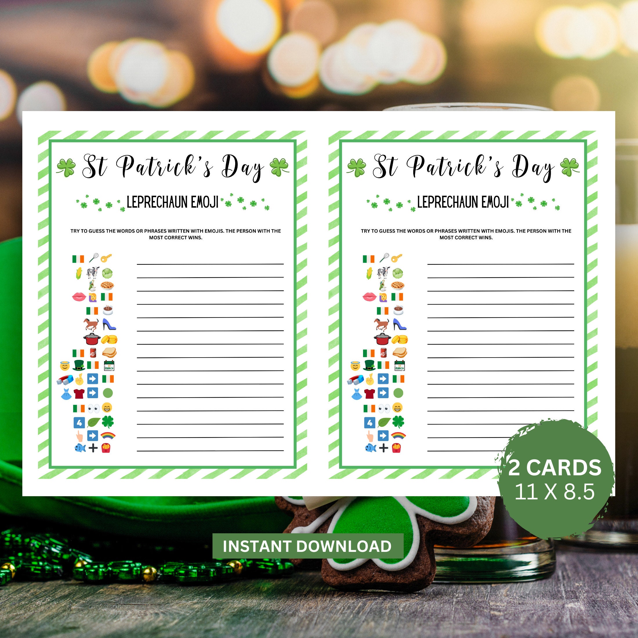 Printable St Patrick's Day Leprechaun Emoji Game, St Paddy's Day Game ...