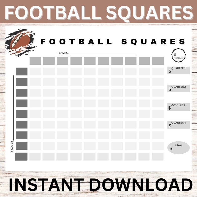 Football Squares, Football Squares, Football Board, Football Party Game ...