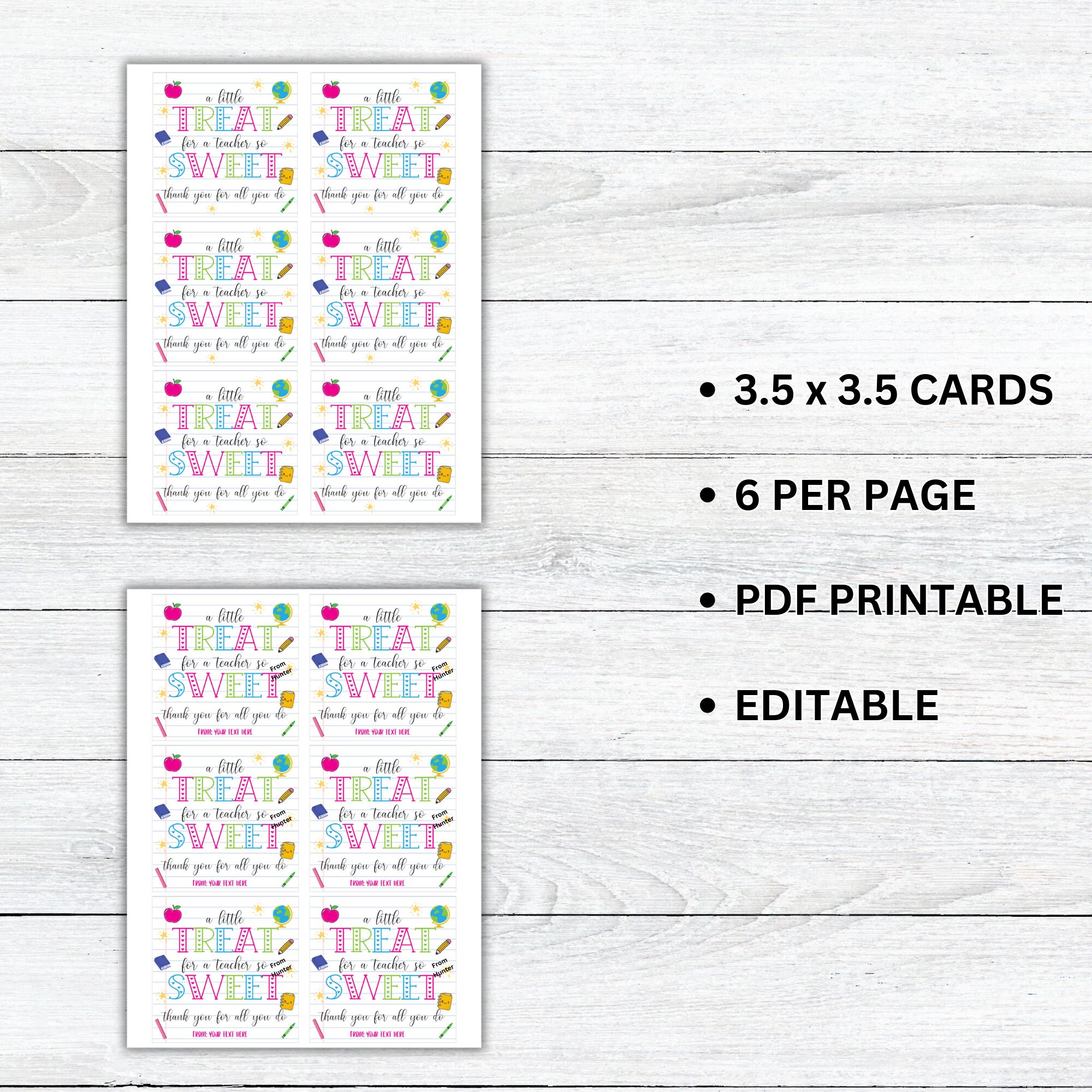 Editable Sweet Teacher Treat Gift Tag, Teacher Appreciation Week, End ...