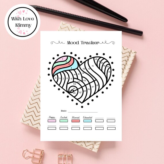 The Digital Printable Coloring Page Monthly Mood Tracker is - Etsy