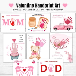 Valentine Handprint Craft Printable Bundle, Valentine Preschool Craft ...