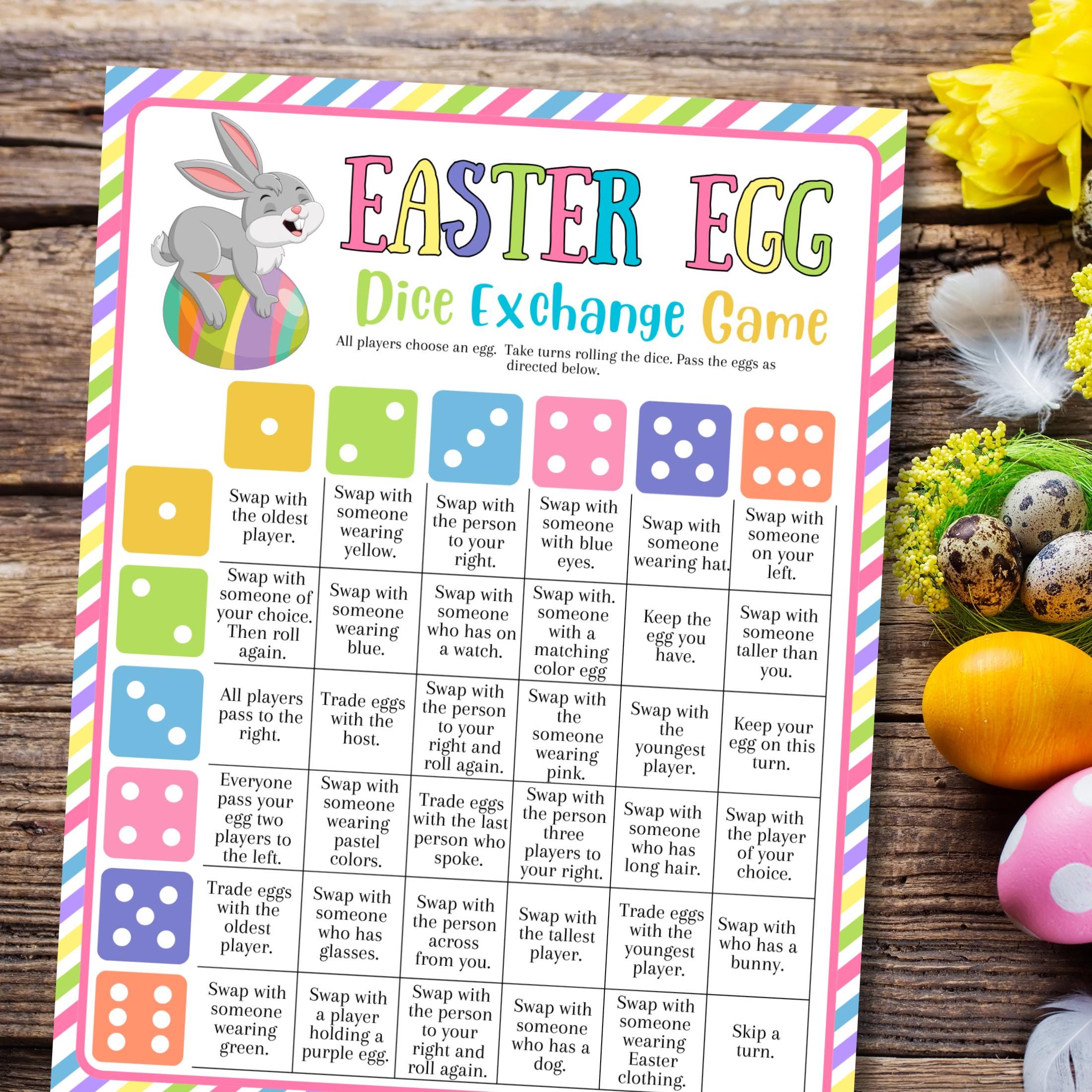 Dice Easter Egg Exchange Game, Easter Dice Game, Kids Adults Family ...