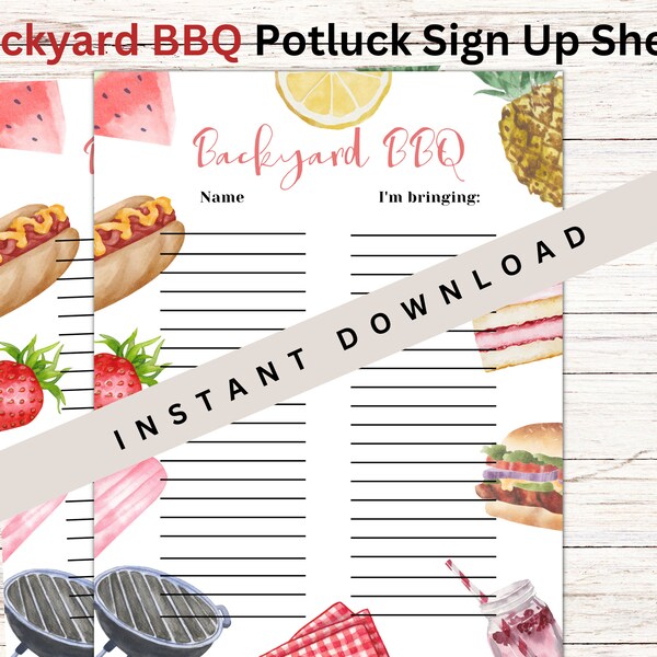 Cookout Sign up Sheet - Etsy