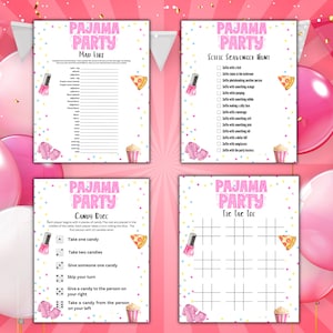 Slumber Party Games Bundle, Sleepover Pajama Night Party Games Bundle ...