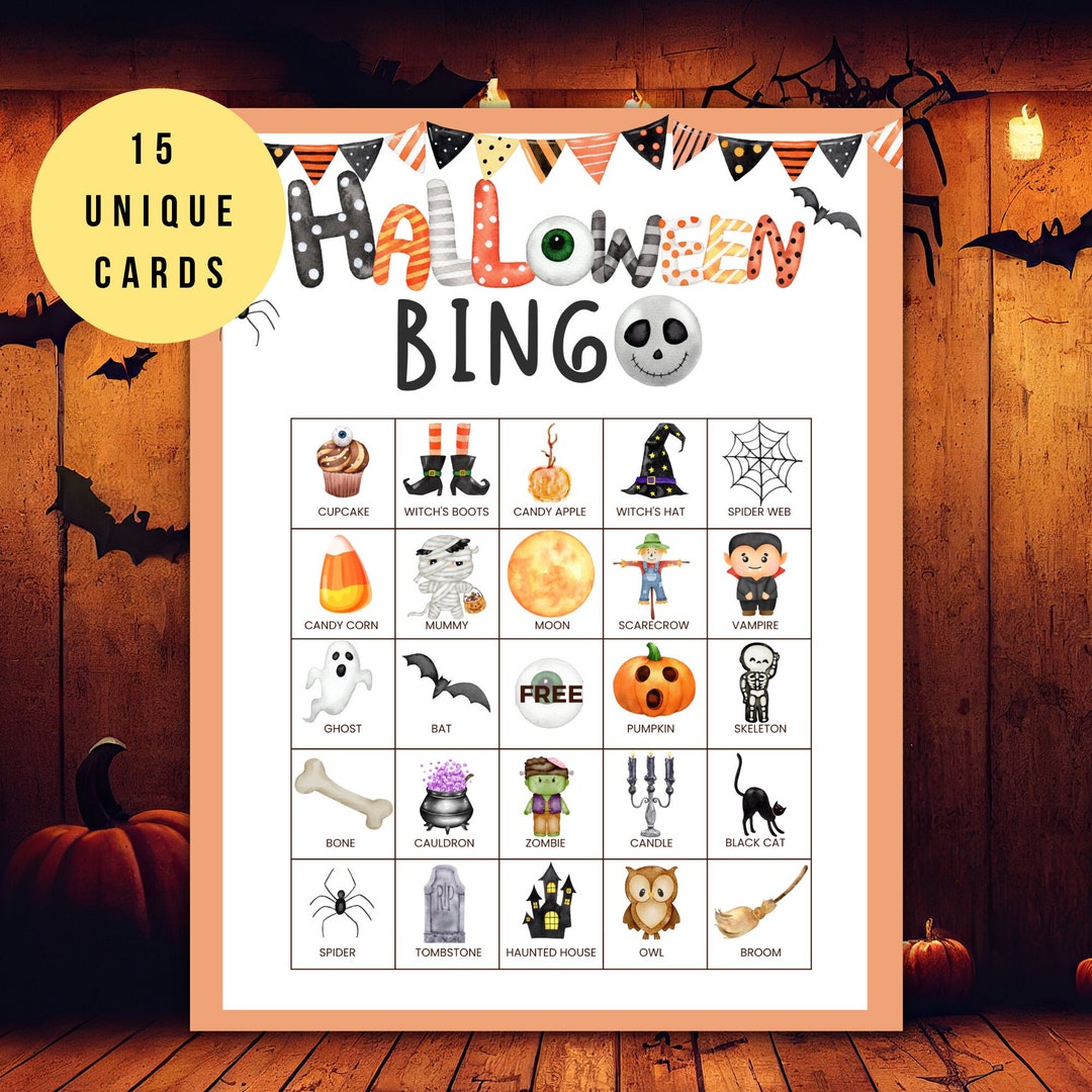 Halloween Party Bingo Game Bundle, Printable Halloween Game, Adult Kid ...
