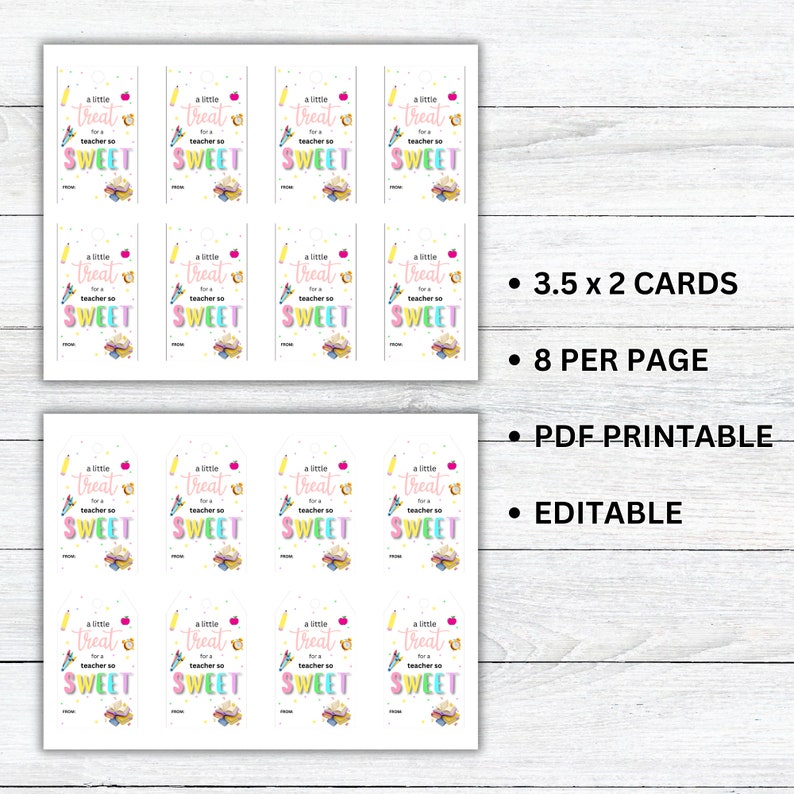 Editable Sweet Treat Teacher Gift Tag, Teacher Appreciation, End of ...