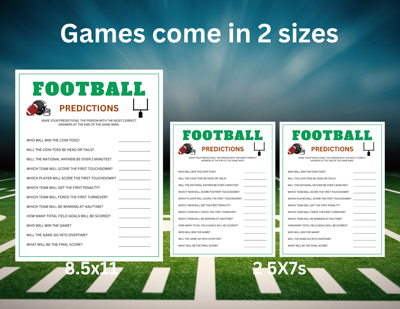 Football Game, Predictions, Football Party Game, Football Birthday ...