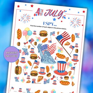 Fourth of July I Spy (find the Object) Game, Printable Family Game ...