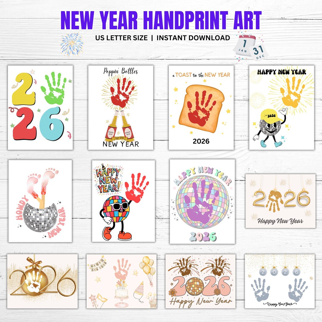 2026 New Years Handprint Art, New Year Craft, Kids Handprint Art Craft ...