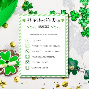 Printable St Patrick's Day Drunk Dice Game, St Paddy's Day Game ...