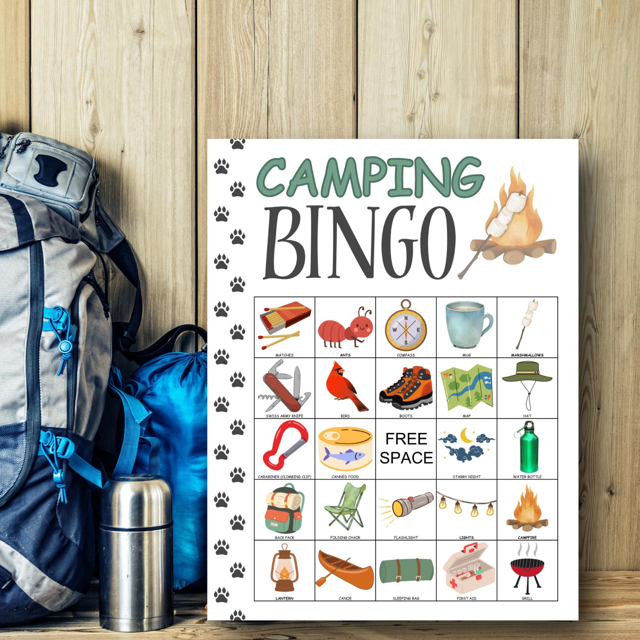 50 Camping Bingo Cards Game, Printable Camping Bingo, Summer Camp ...