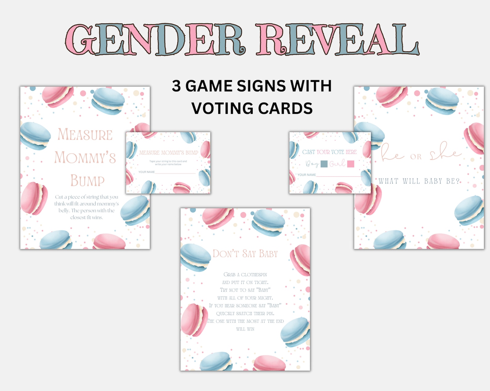 Gender Reveal Games Bundle, Gender Reveal Party, Gender Reveal Games, Blue and Pink Gender ...
