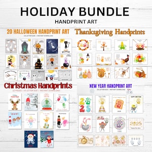 Holiday Handprint Footprint Art Bundle, Thanksgiving Christmas ...