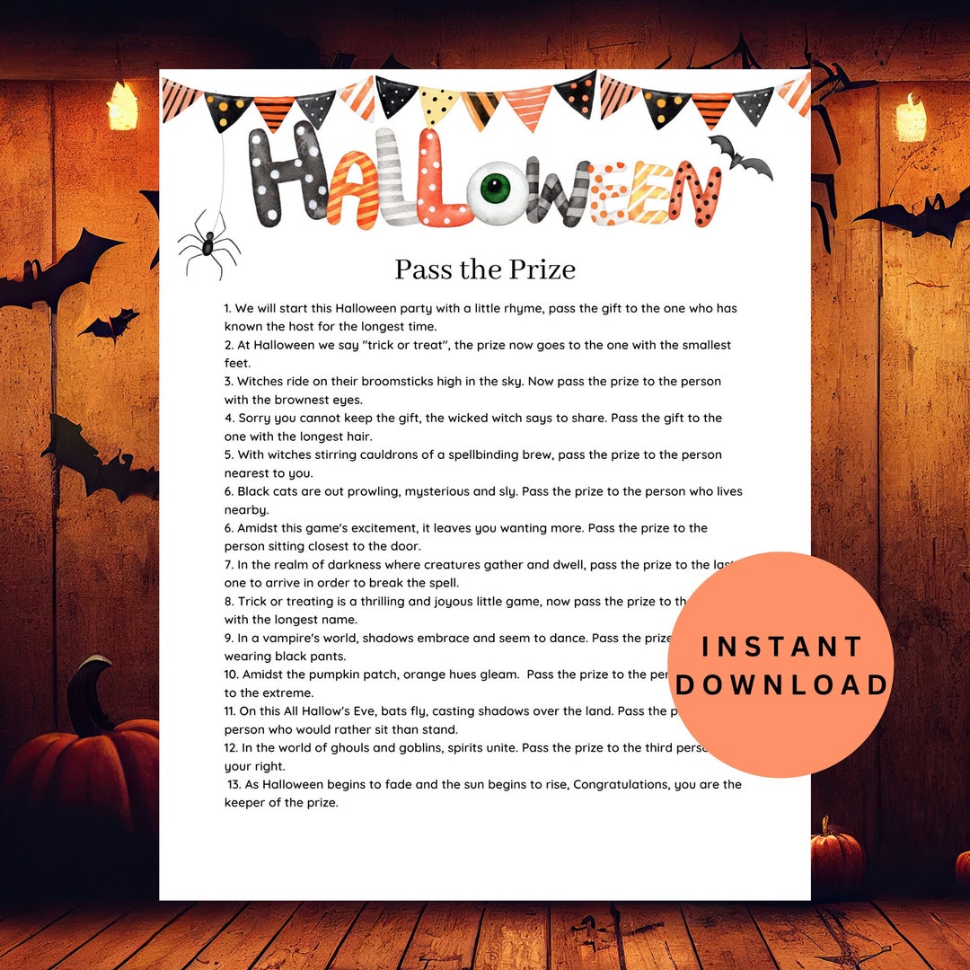 Halloween Pass the Prize Game, Halloween Party Activity, Halloween ...