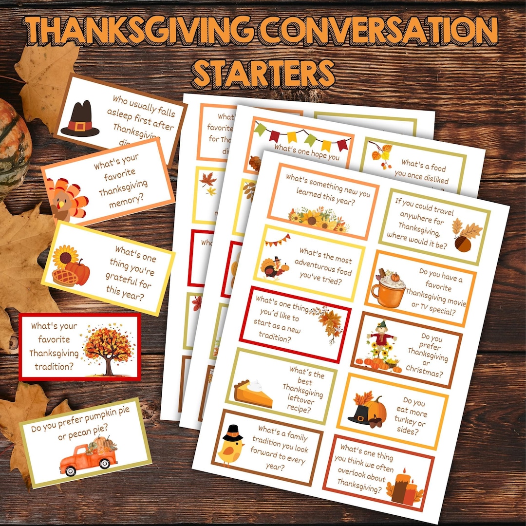 Thanksgiving Conversation Starter Card, Thanksgiving Dinner Game ...