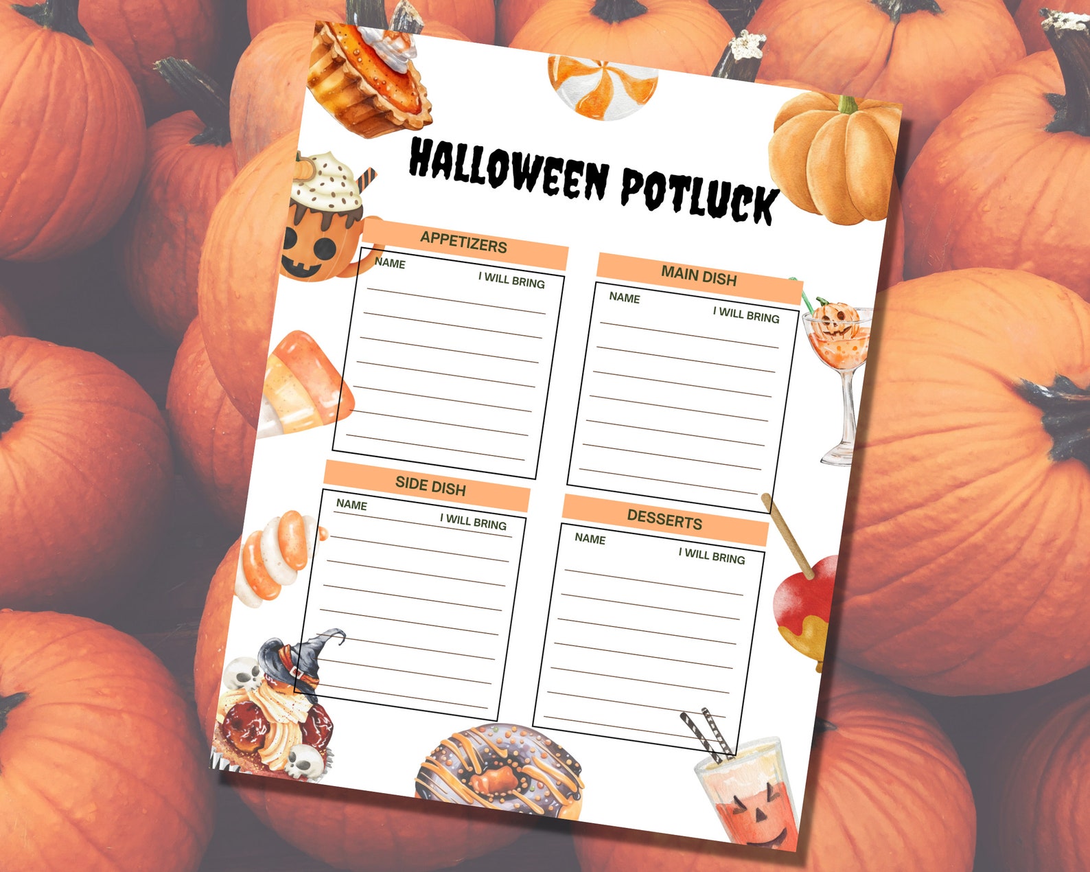 Halloween Potluck Sign up Sheet October Potluck Sheet Church - Etsy