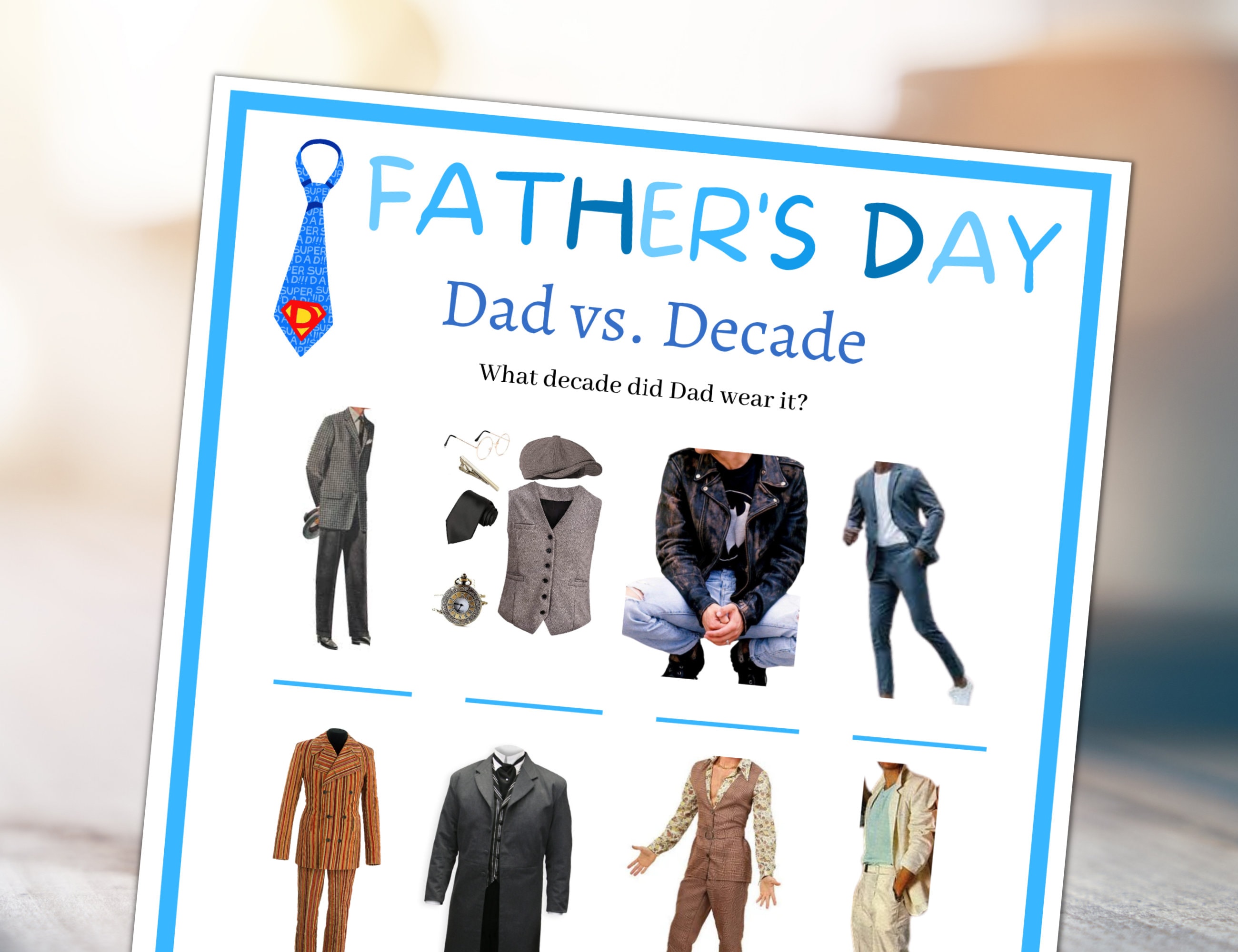 Father's Day Game, Dad Vs. Decade, Printable Family Game, Dad's Day ...