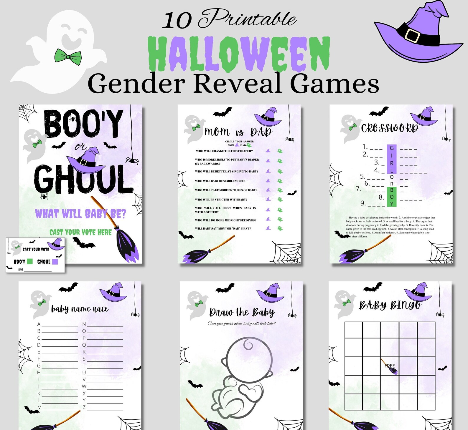 Halloween Themed Printable Gender Reveal Game Bundle is a - Etsy