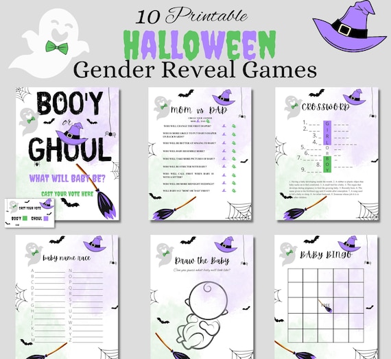 Halloween Themed Printable Gender Reveal Game Bundle is a - Etsy