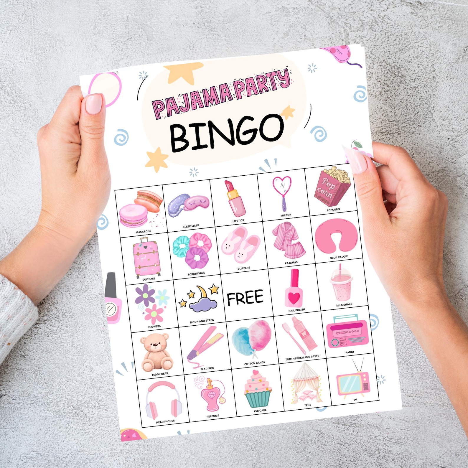 30 Pajama Party Bingo Games, Sleepover Bingo Game Activity, Slumber ...