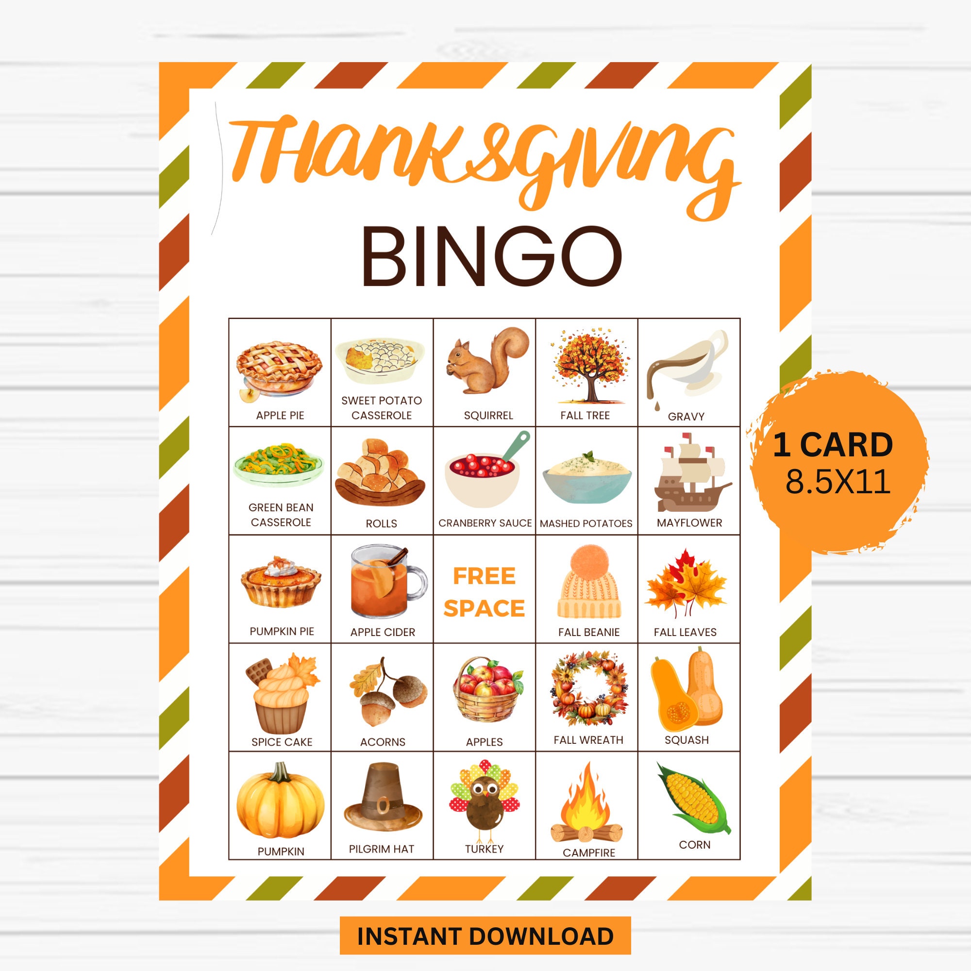 Thanksgiving Bingo Game 30 Bingo Card Thanksgiving Game - Etsy