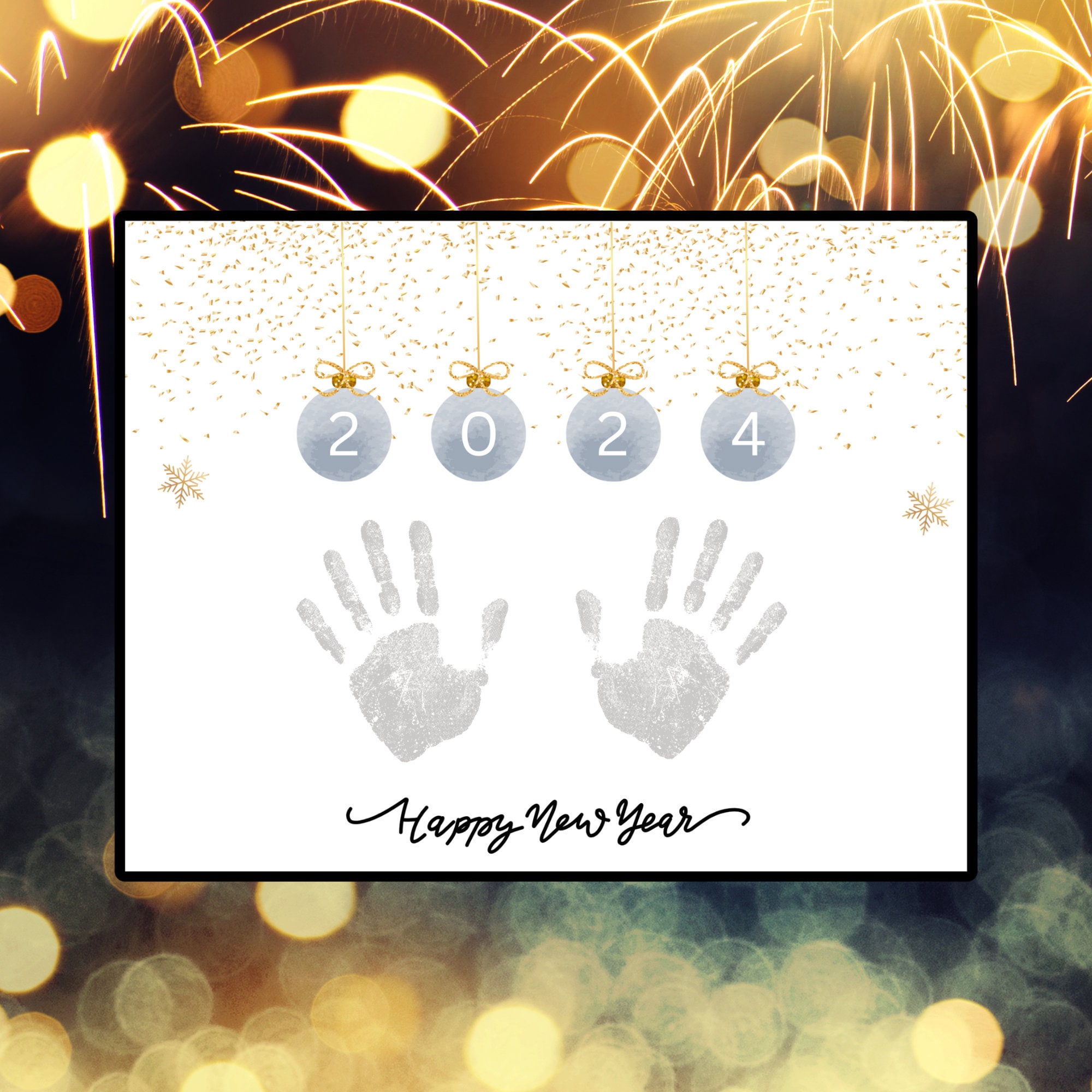 2024 New Years Handprint Art, New Year Craft, Kids Handprint Art Craft ...