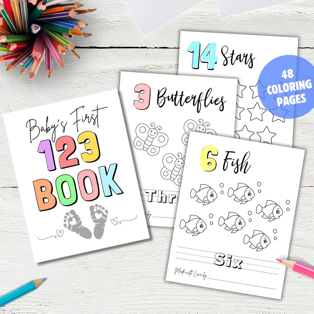 Baby Shower 123 Coloring Pages, 123 Baby's First Book, Baby Keepsake ...